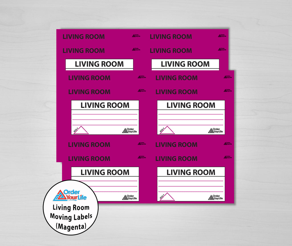 Living Room Moving Labels (Magenta) - Order Your Life