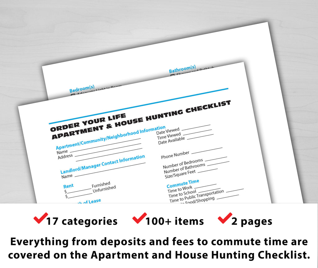 Apartment and House Hunting Checklist - Order Your Life