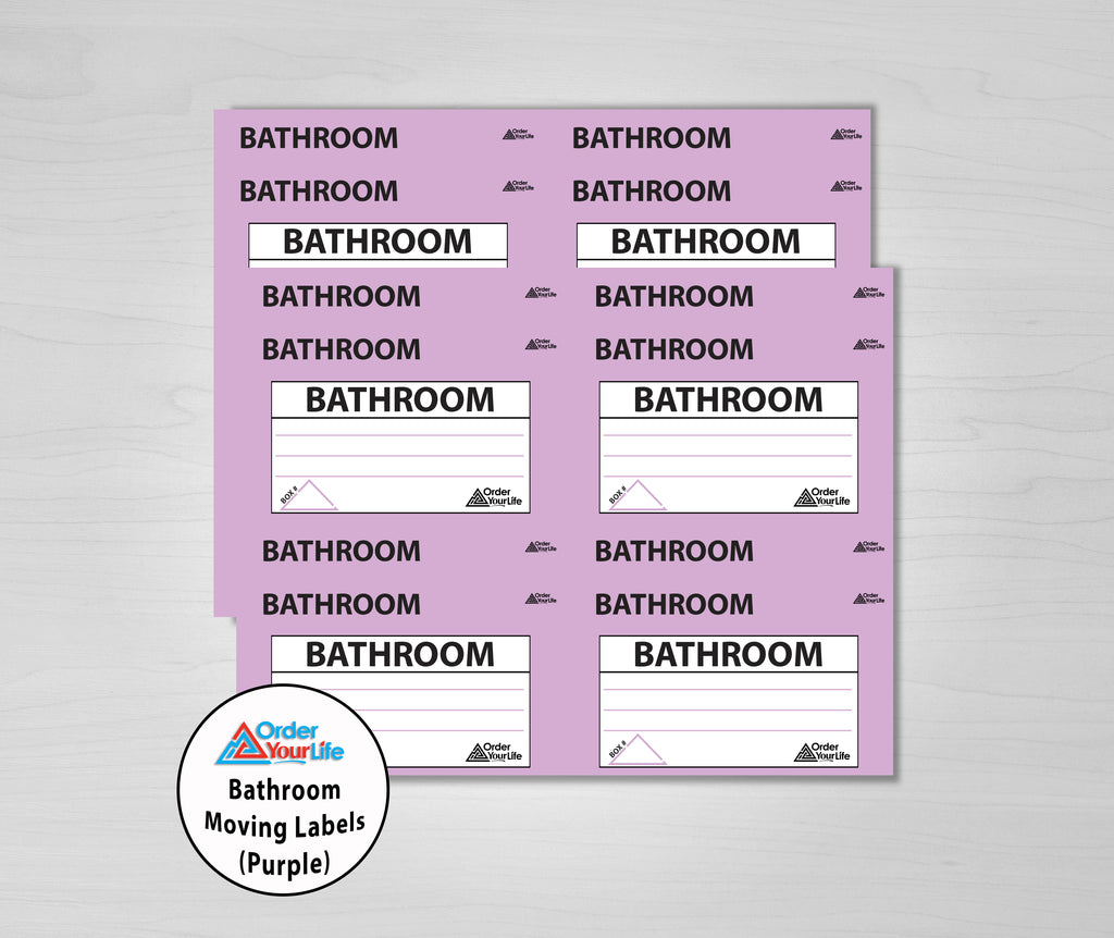 Bathroom Moving Labels (Purple) - Order Your Life