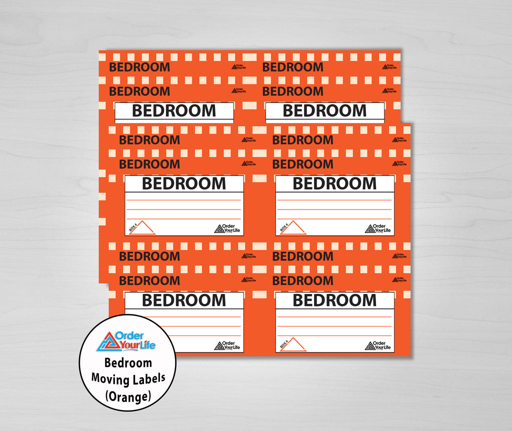 Bedroom Moving Labels (Orange) - Order Your Life