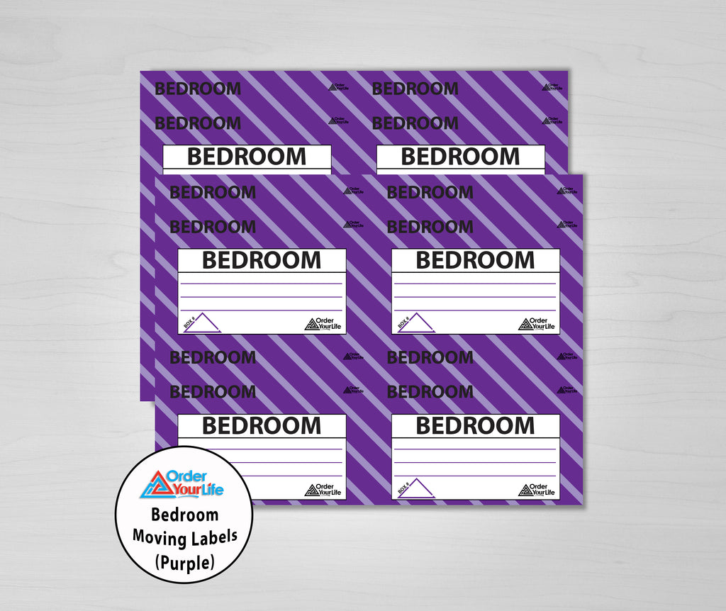 Bedroom Moving Labels (Purple) - Order Your Life
