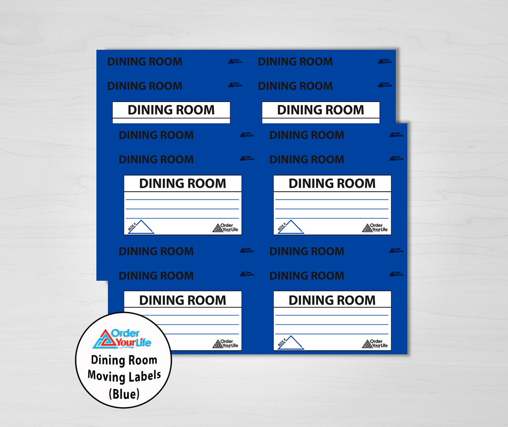 Dining Room Moving Labels (Blue) - Order Your Life